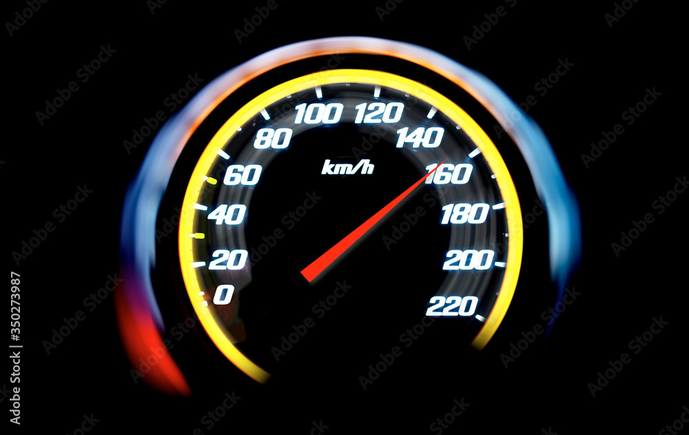 Car speedometer. High speed on a car speedometer and motion blur. Stock ...