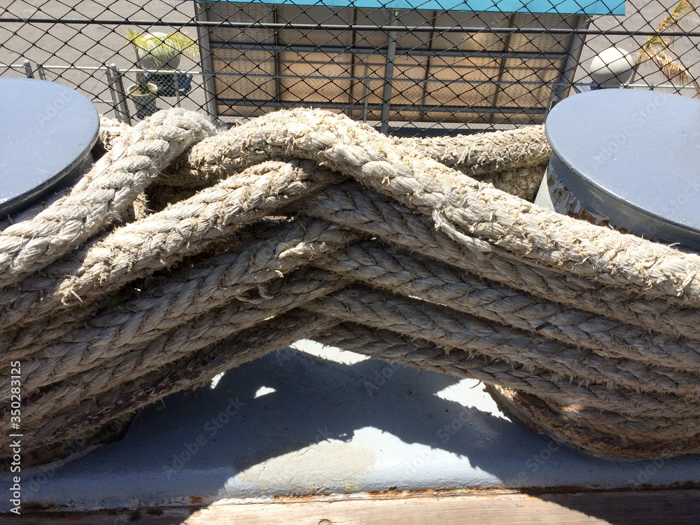 Rope large braided mooring line for ships boat background element on ...