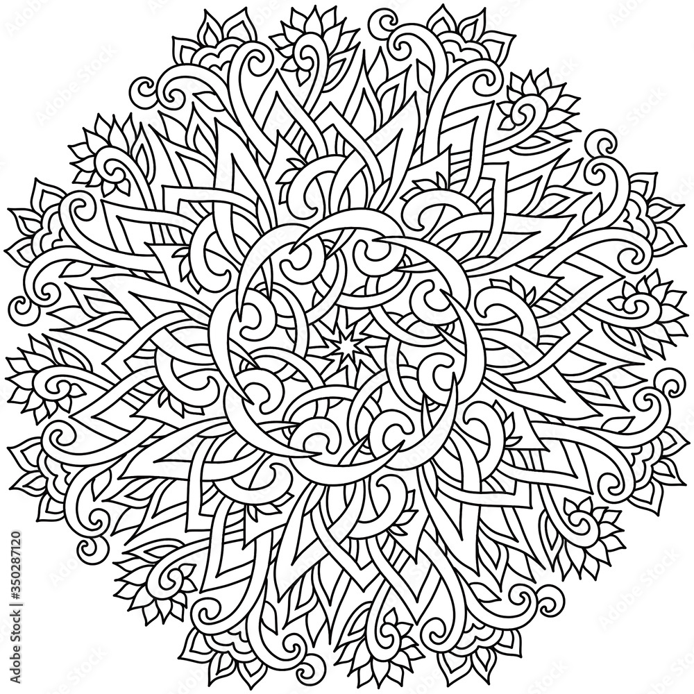 Mandala coloring book page. Line art, black and white illustrations ...