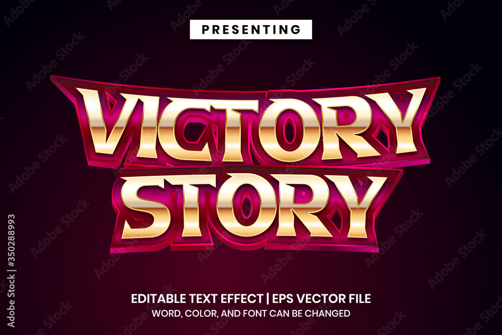 Victory story - Superhero movie logo style editable text effect Stock ...