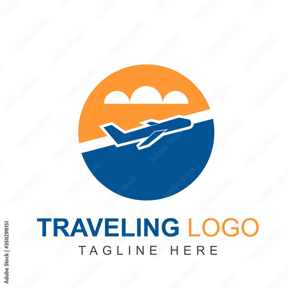 Travel logo design template with airplane shape illustration. Symbol ...