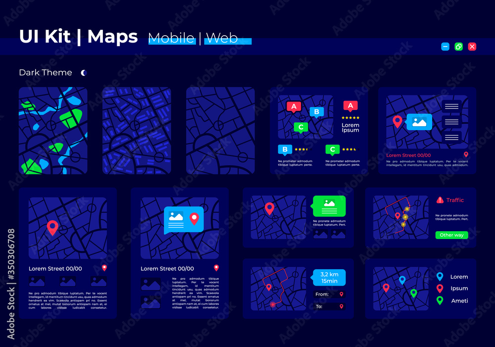 GPS Position UI Elements Kit Route To Destination Geo Location gps-position-ui-elements-kit-route-to-destination-geo-location