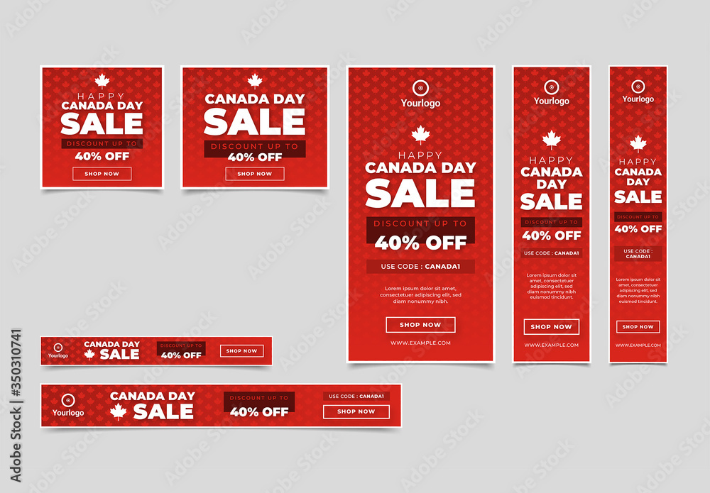 Canada Day Sale Banner Layout Set Stock Template | Adobe Stock