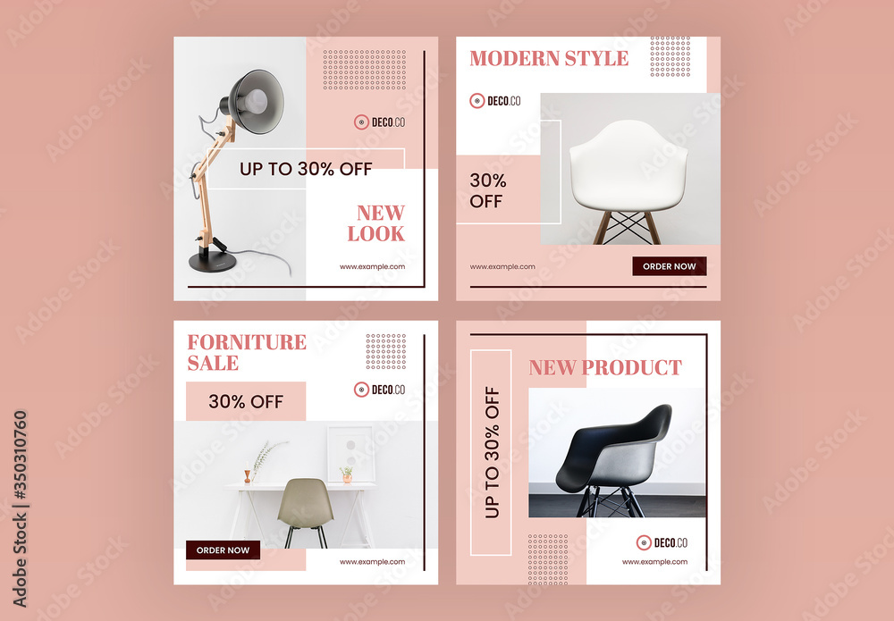 Product Sale Social Media Post Layout Set with Pink Accents Stock ...