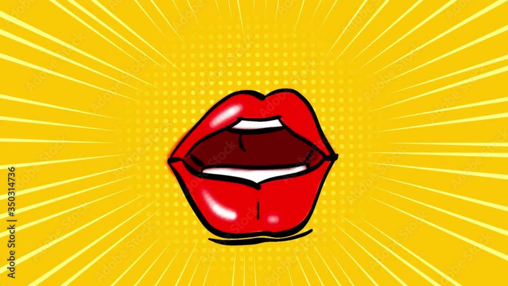 Hand drawing animation animated lips kiss. Cartoon looping animation in ...