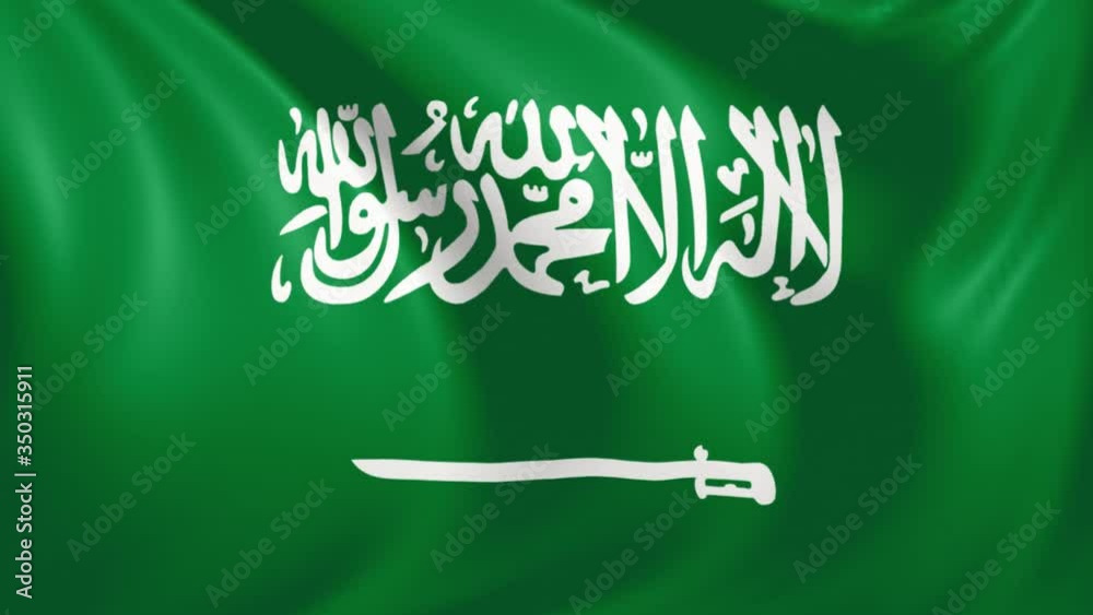 Saudi arabia flag waving in the wind with high quality texture in 4K ...