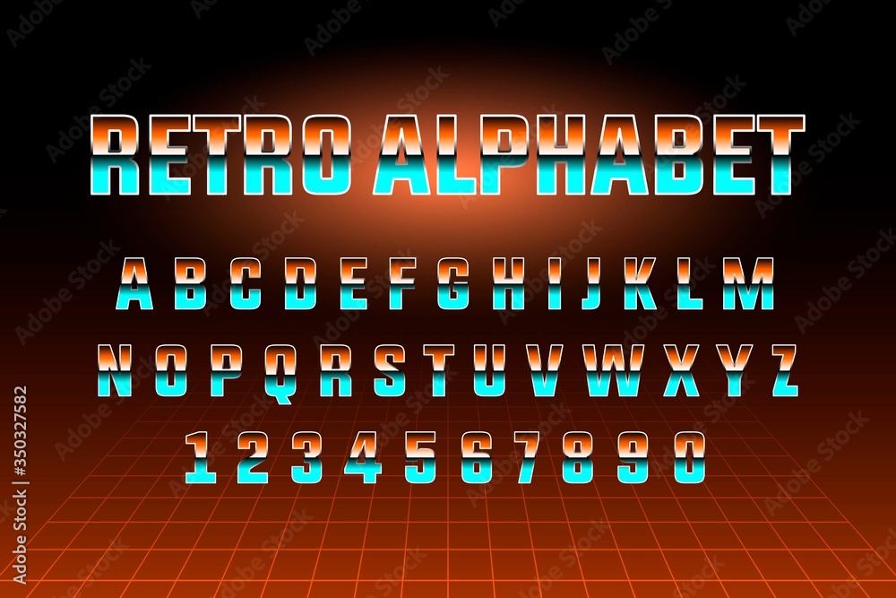80s RETRO ALPHABET FONT TEMPLATE Stock Vector | Adobe Stock
