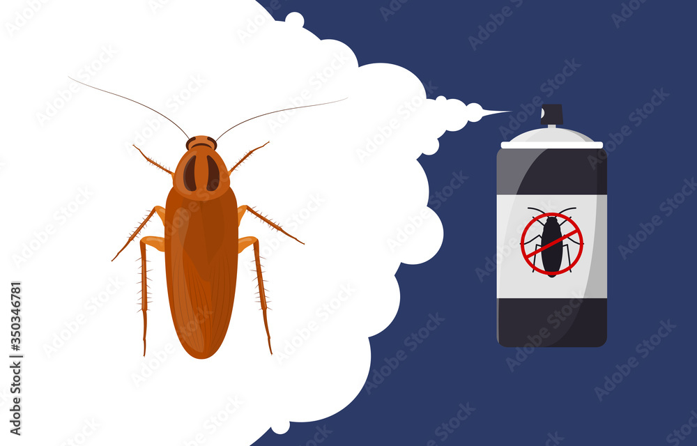 Cockroach repellent banner concept. Insect repellent aerosol. Pest ...