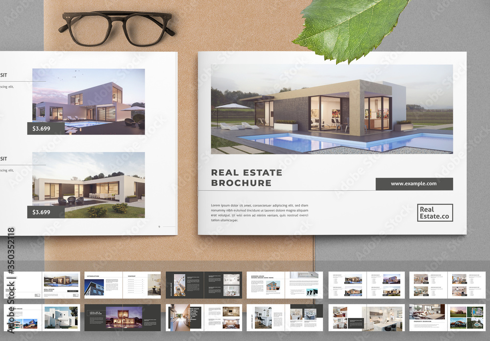Landscape Real Estate Brochure Layout Stock Template | Adobe Stock