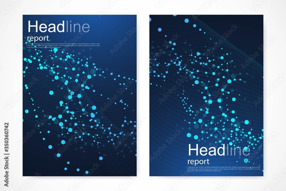 Scientific brochure design template. Vector flyer layout, Molecular ...