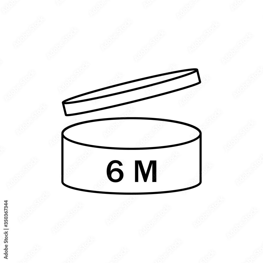 PAO cosmetics symbol 6M, Period after opening symbol 6M, vector ...