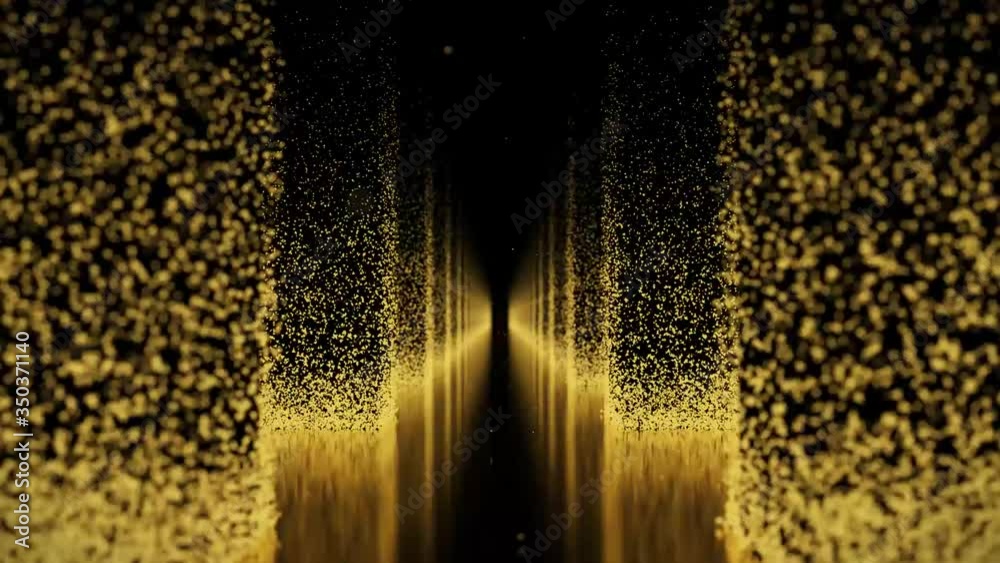 Video „Rising golden particle pillars. Wonderful dark golden hall with ...