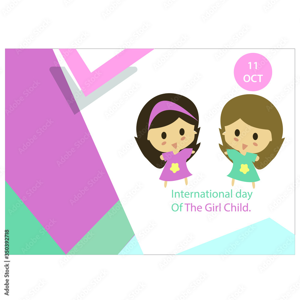 International Day of the Girl Child illustration background. banner ...