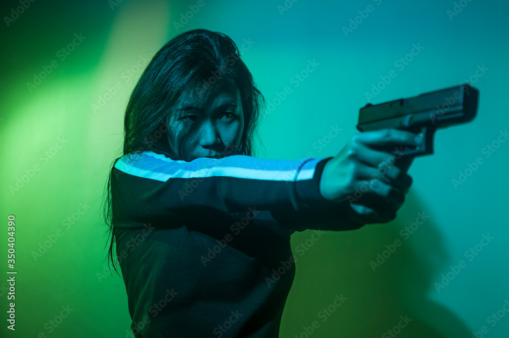 cinematic portrait of young attractive and dangerous special agent ...