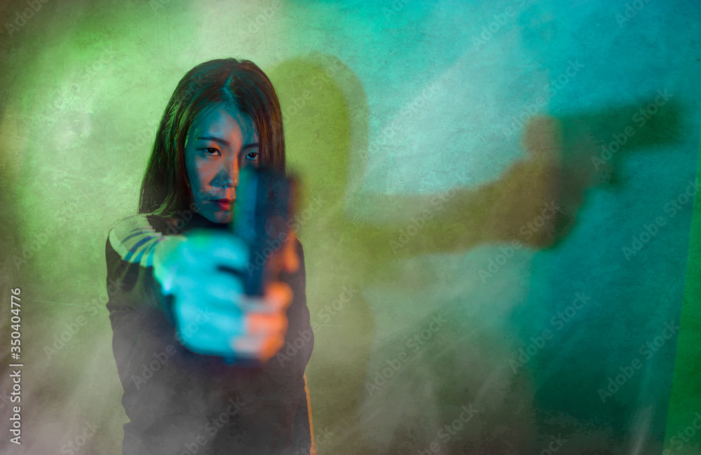 cinematic portrait of young attractive and dangerous special agent ...