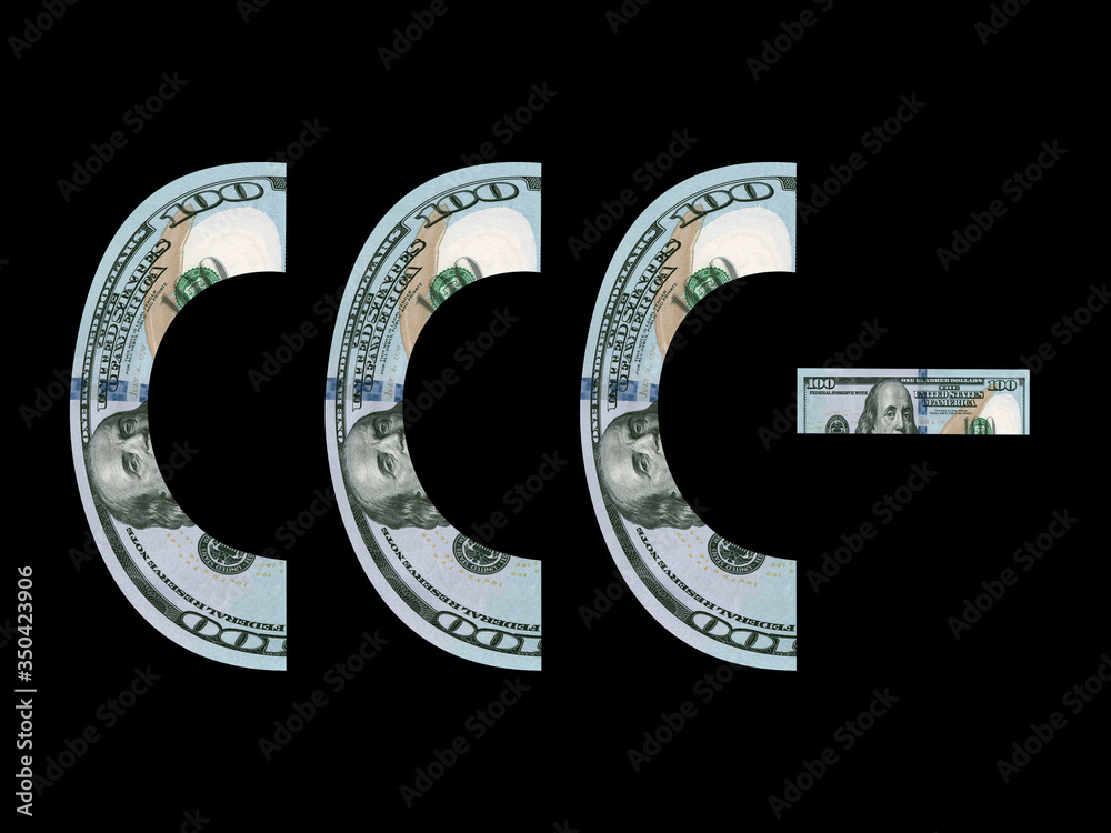 CCC- rating agency, letters of dollar bills, energy saving battery ...