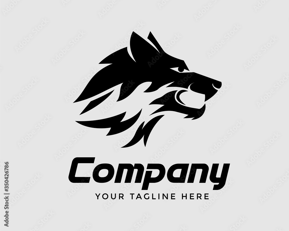 Wild roar head wolf art logo design inspiration Stock Vector | Adobe Stock