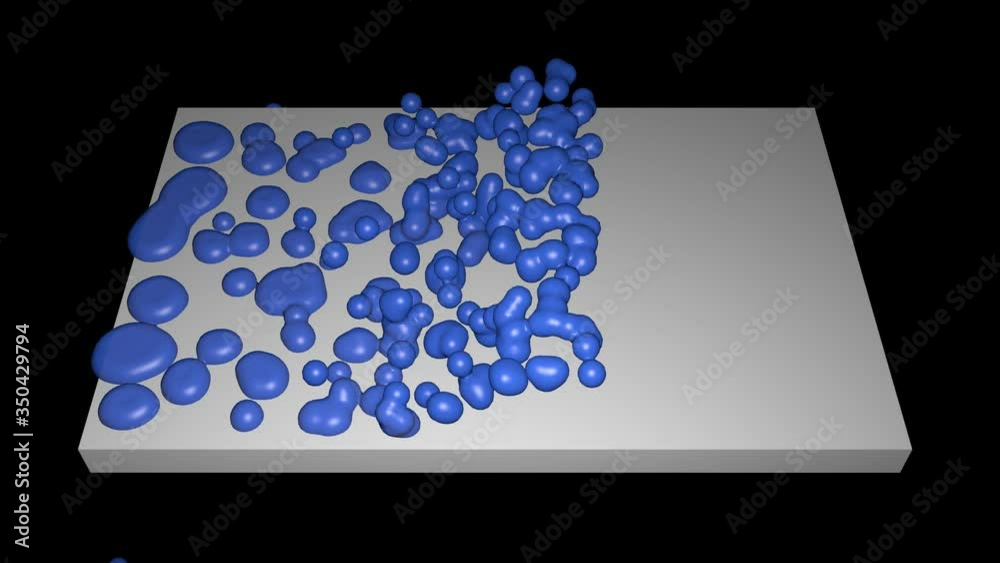 Water drops falling on waterproof material . Liquid falls on repellent ...