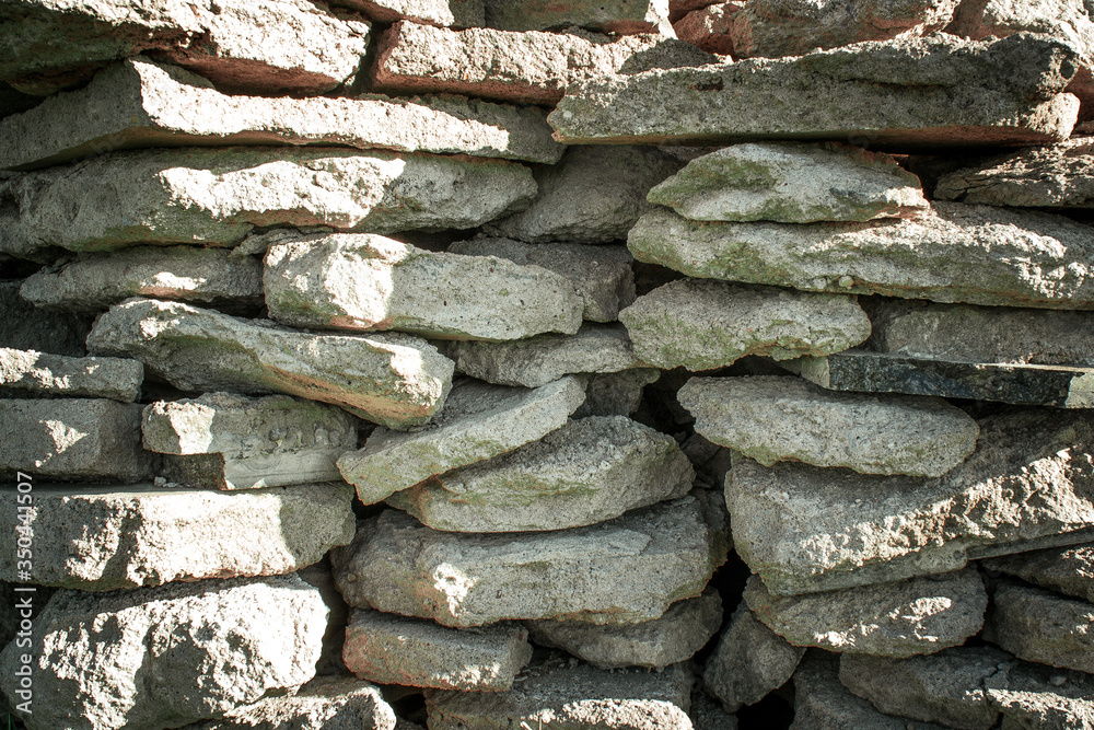 Beautiful pieces of concrete, stone wall close-up. Close-up cement ...