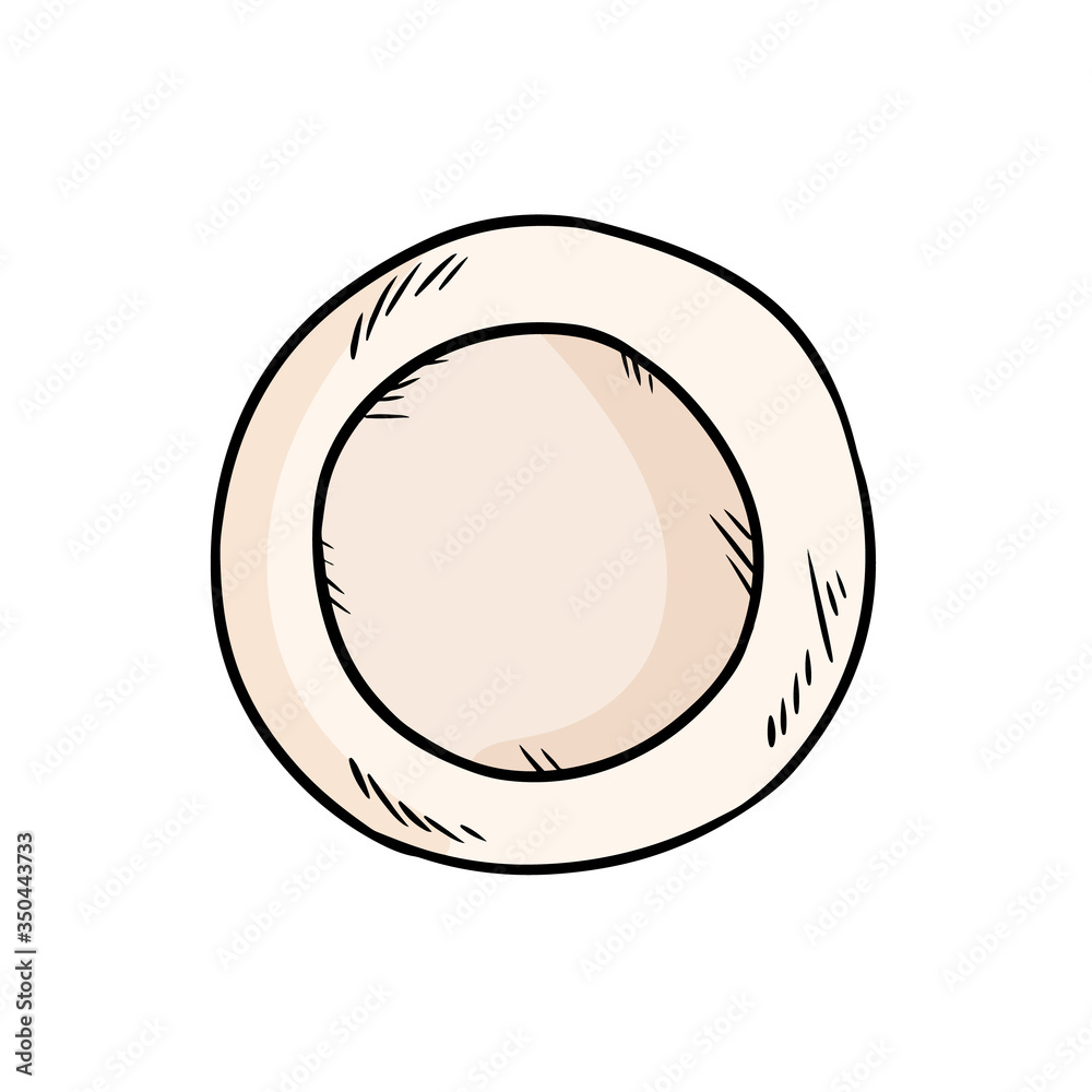 Plate top view doodle sketch. Hand drawn cartoon style dish. Vector ...