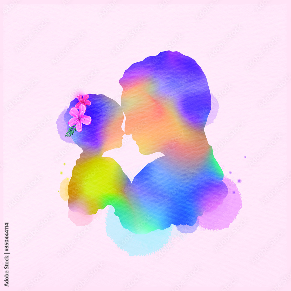 Happy father's day. Side view of Happy family daughter hugging dad ...