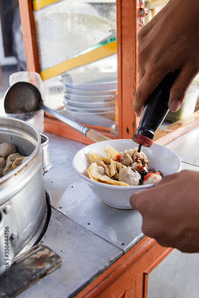 bakso. indonesian famous meatball street food with soup and noodle ...