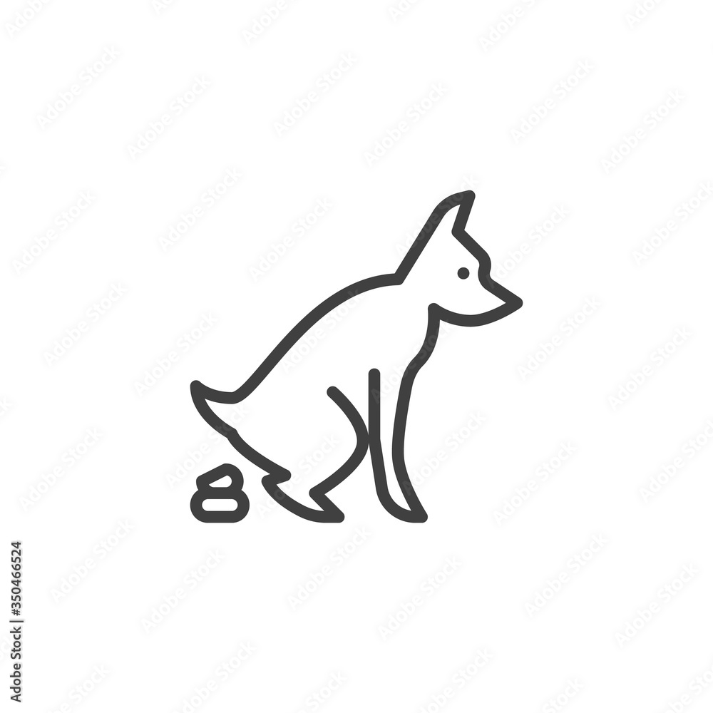 Pooping Dog line icon. linear style sign for mobile concept and web ...