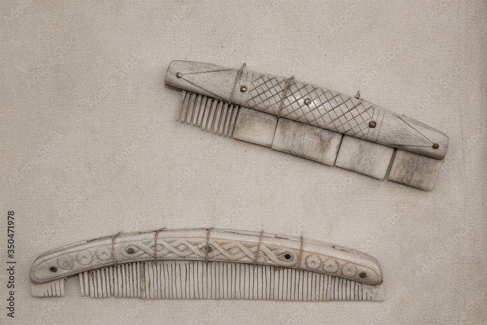 authentic hand carved bone horn viking comb Stock Photo | Adobe Stock