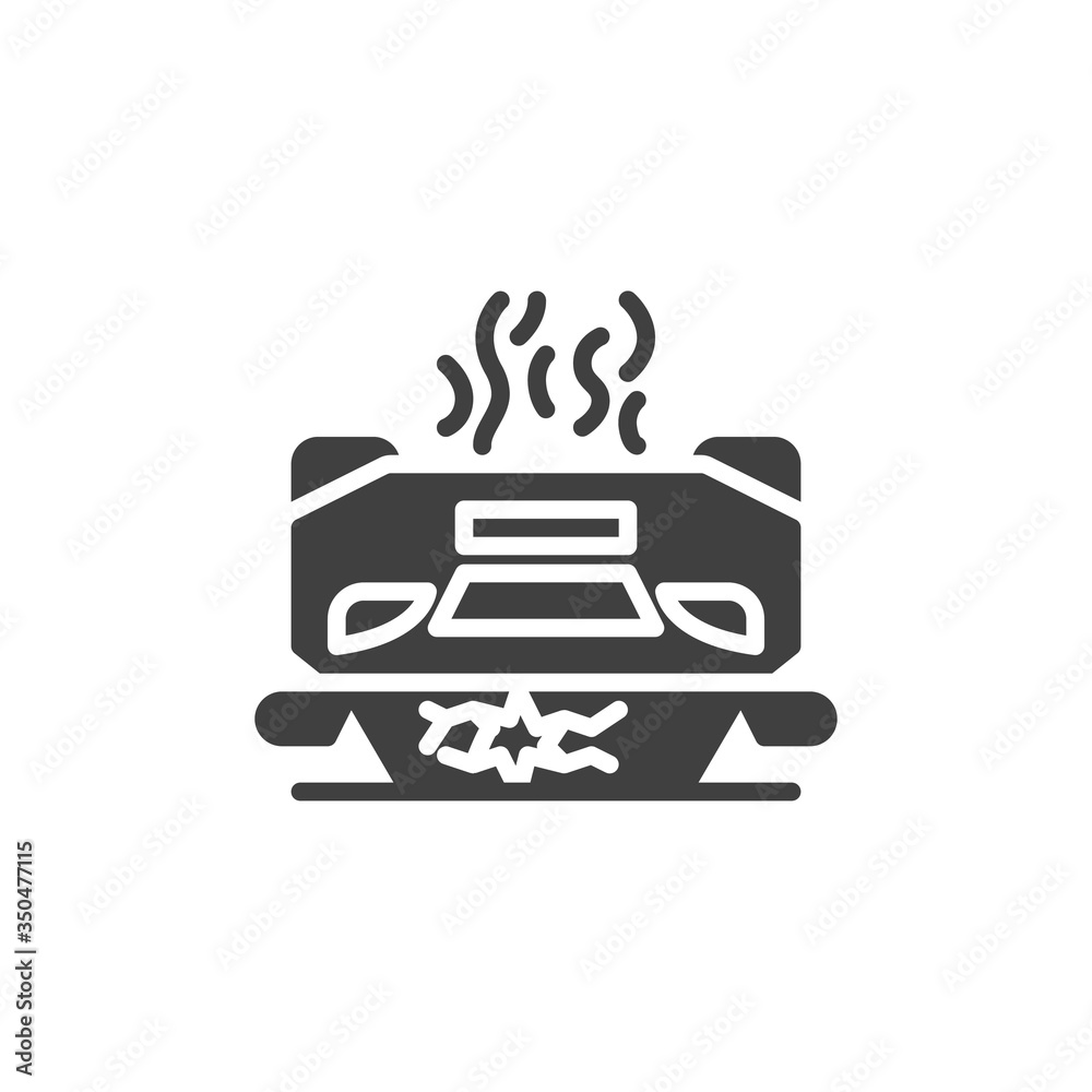 Crashed Car vector icon. Overturned Vehicle filled flat sign for mobile ...