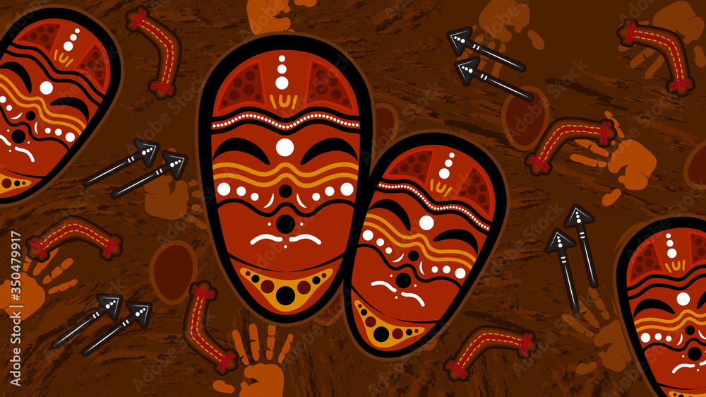 Aboriginal mask. Aboriginal art vector painting Stock Vector | Adobe Stock