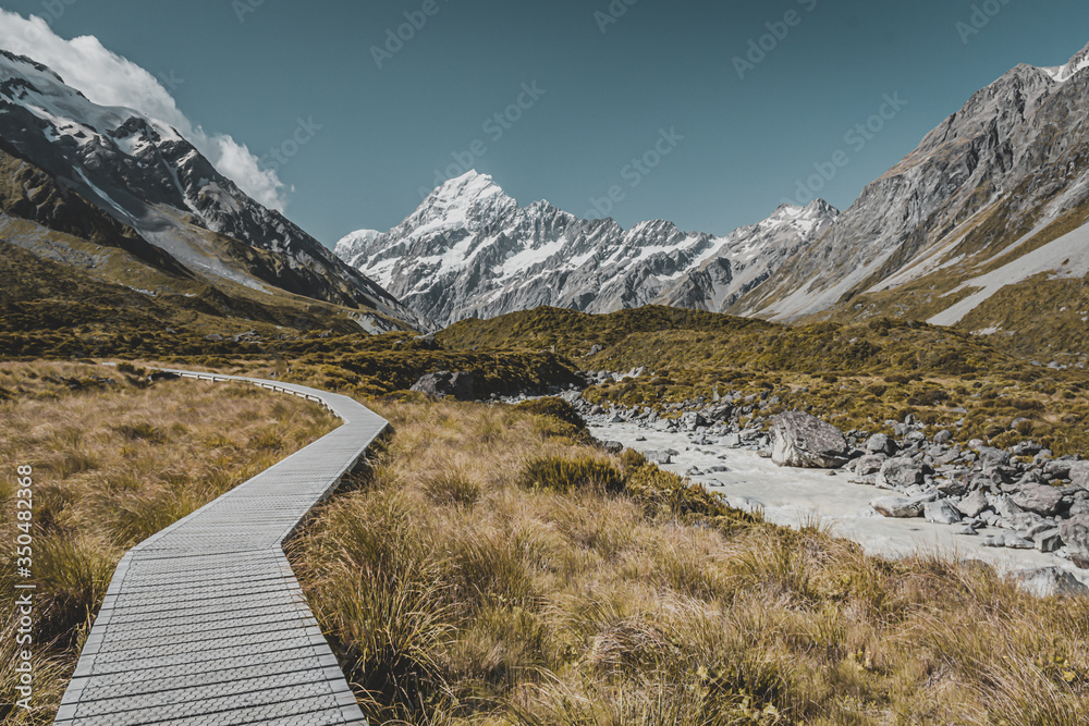 Way to Mount Cook also known as Aoraki. Stock Photo | Adobe Stock