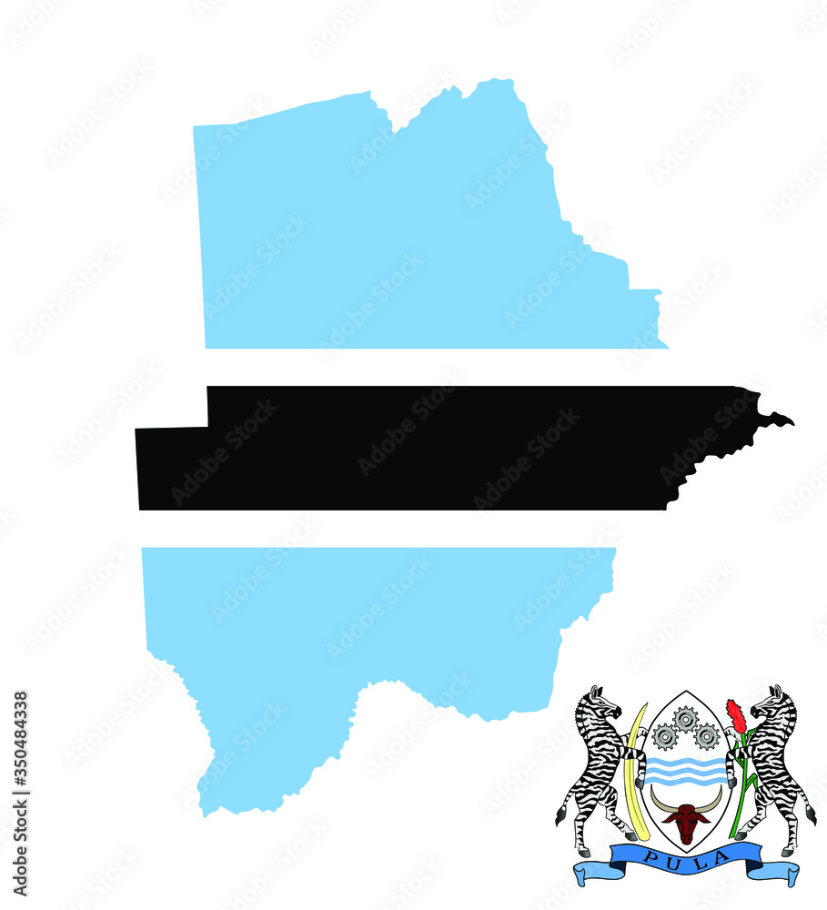 Botswana map flag vector silhouette illustration isolated on white ...