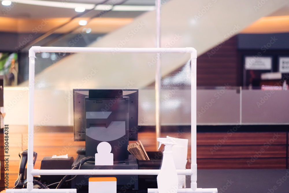 Plastic partition counter protect infected from coronavirus covid-19 in ...