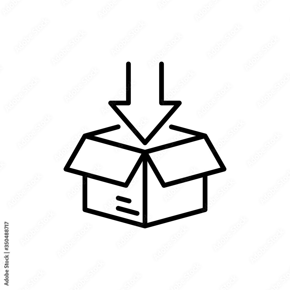 Símbolo entrega de pedido de compra. Icono plano lineal caja de cartón ...