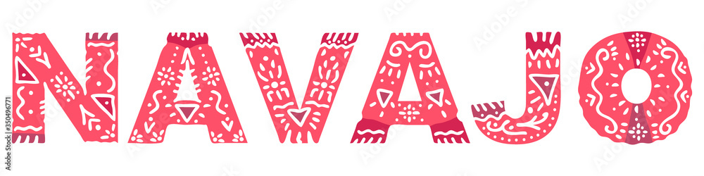 Navajo. Isolated inscription. National ethnic ornament, red colors ...