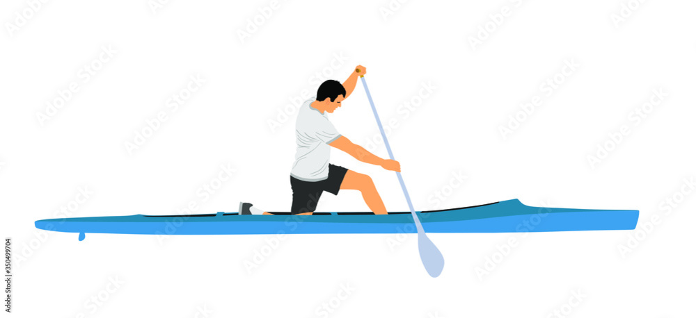 Sport man kayaking vector illustration isolated on white background ...