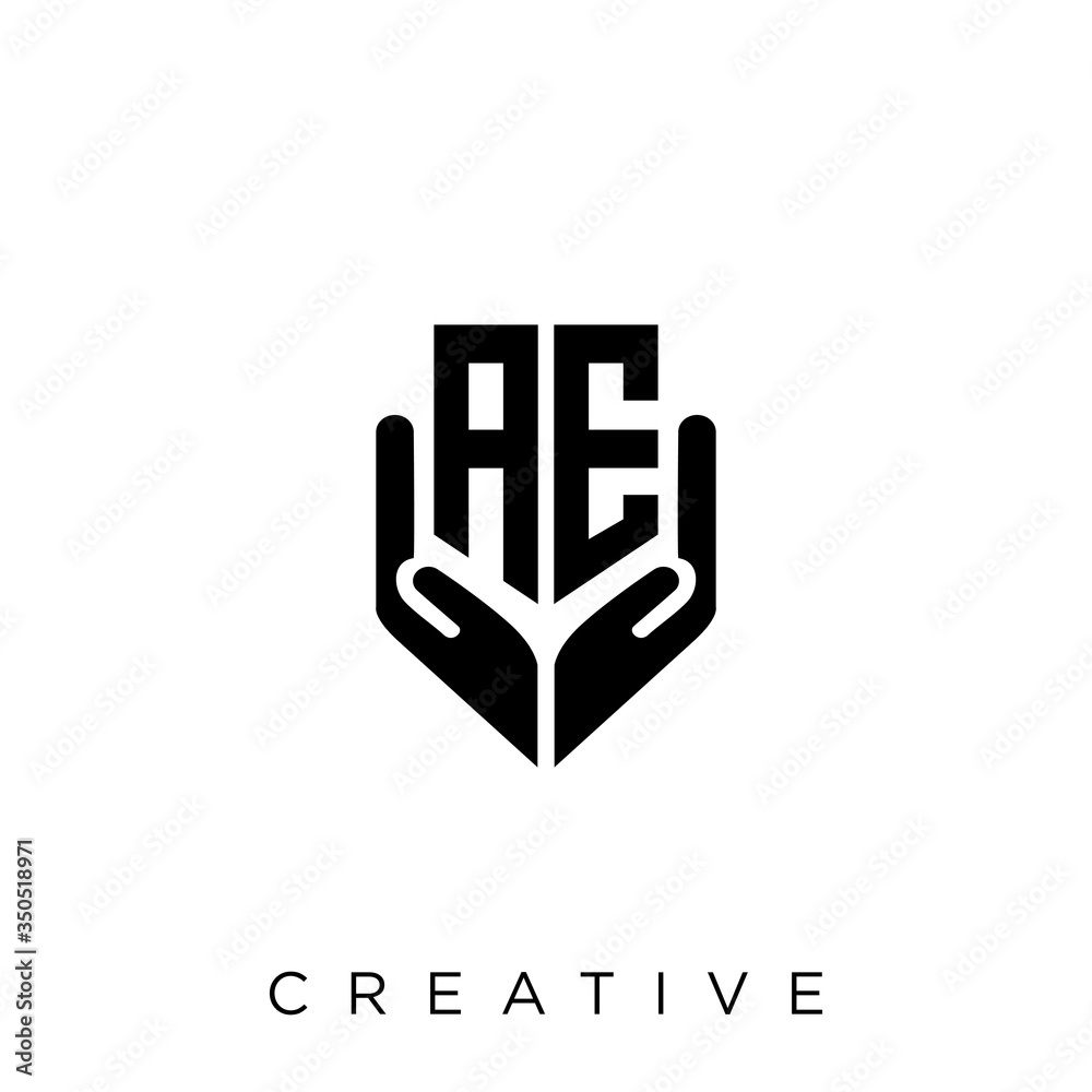 ae shield hand logo vector icon symbol Stock Vector | Adobe Stock