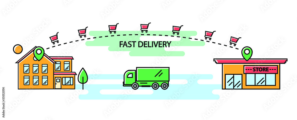 Fast delivery of packages from the store to your home. The courier ...
