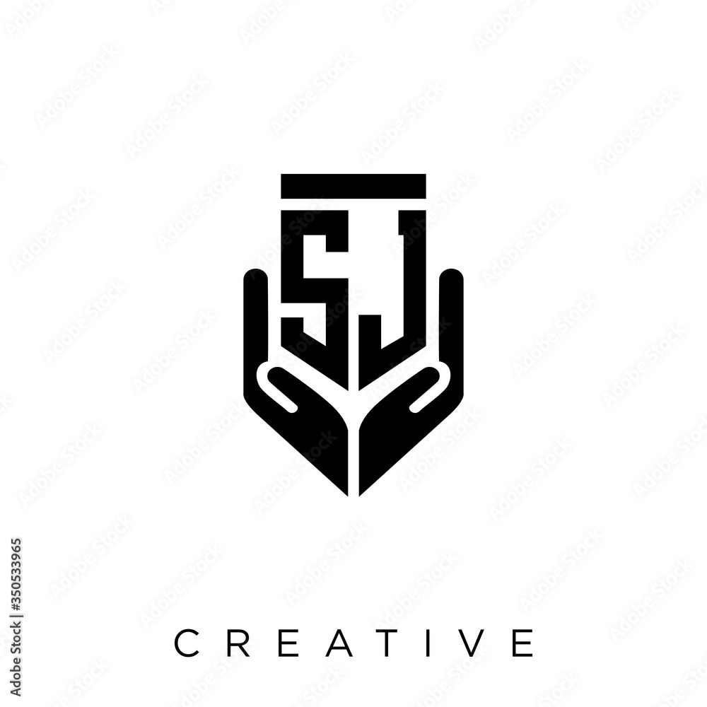 sj shield hand logo design vector icon Stock Vector | Adobe Stock