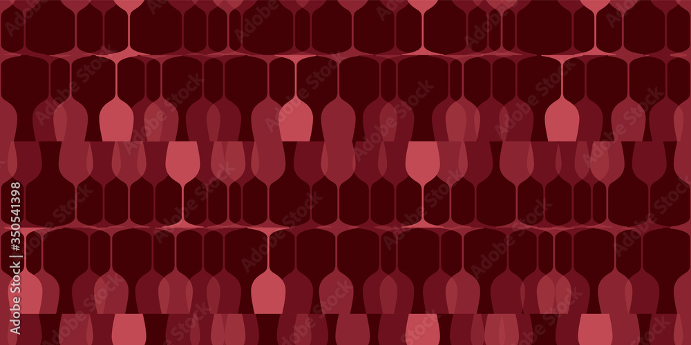Wine glasses seamless pattern. Flat transparent silhouettes on a dark ...