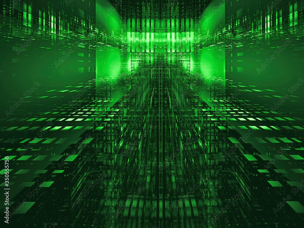 Green tech background - entrance to the matrix 3d illustration Stock ...