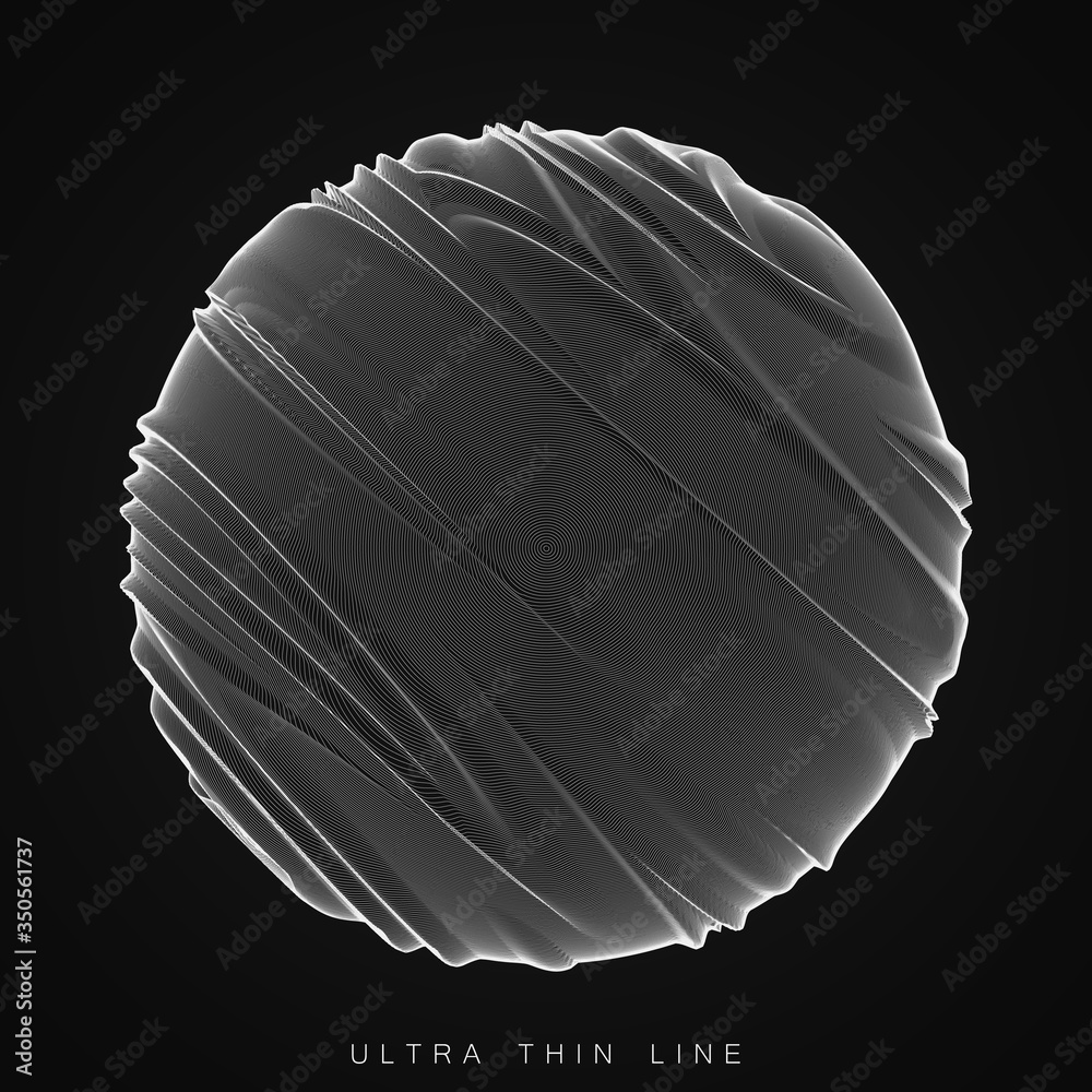 Vector abstract ultra thin line sphere. Fluid dynamic distorted spheres ...