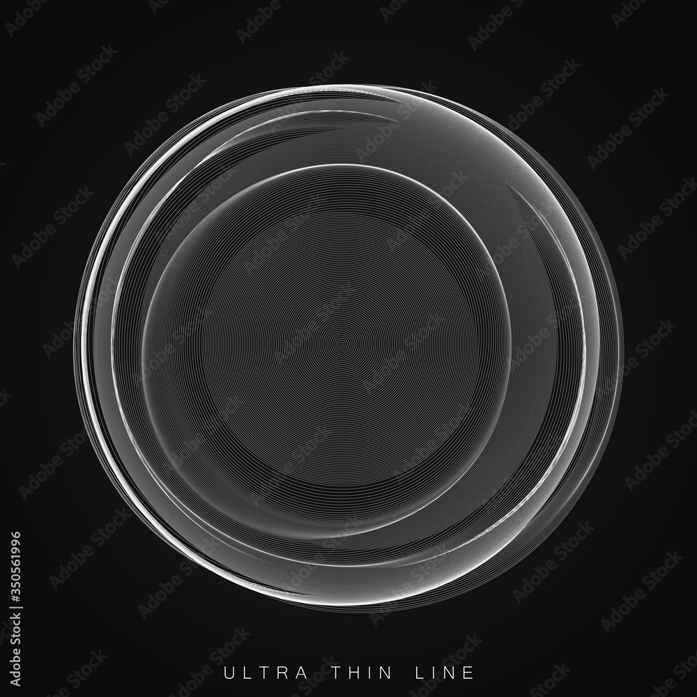 Vector abstract ultra thin line sphere. Fluid dynamic distorted spheres ...