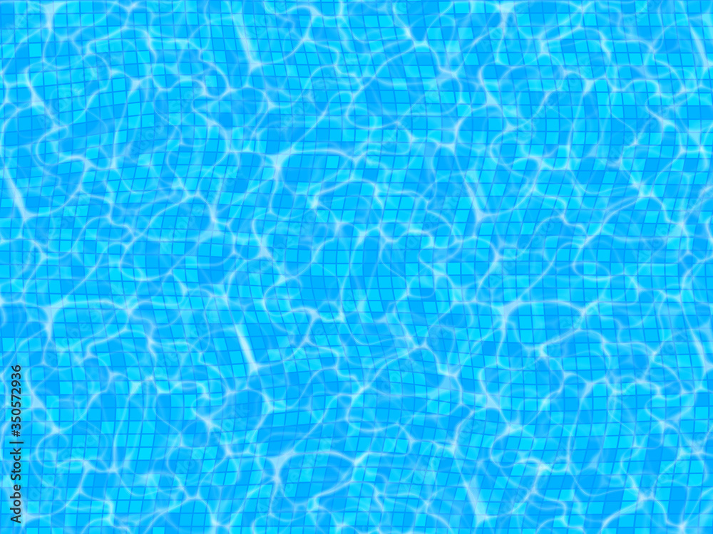 Realistic blue swimming pool with tile and water surface texture, flow ...