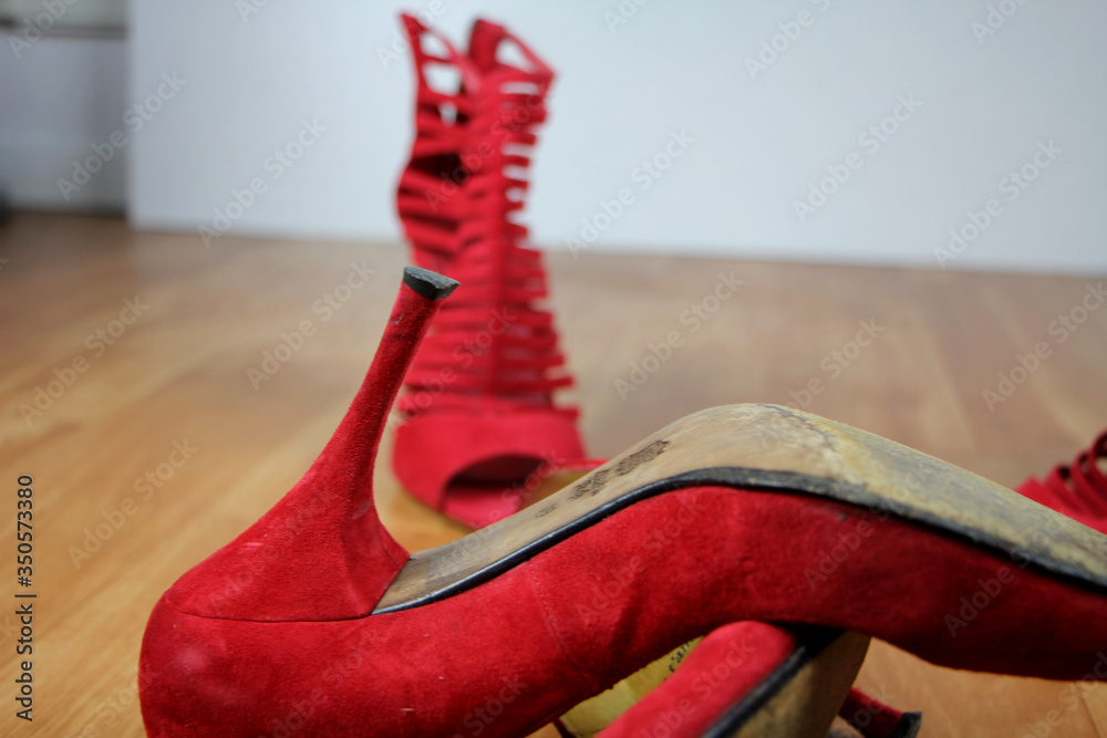 red shoes, violence against women. Stop violent relationships. Woman ...