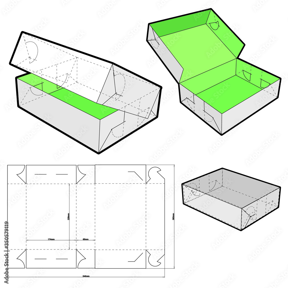 Cake Box (Internal measurement 22.8x17.4.6.5cm) and Die-cut Pattern ...