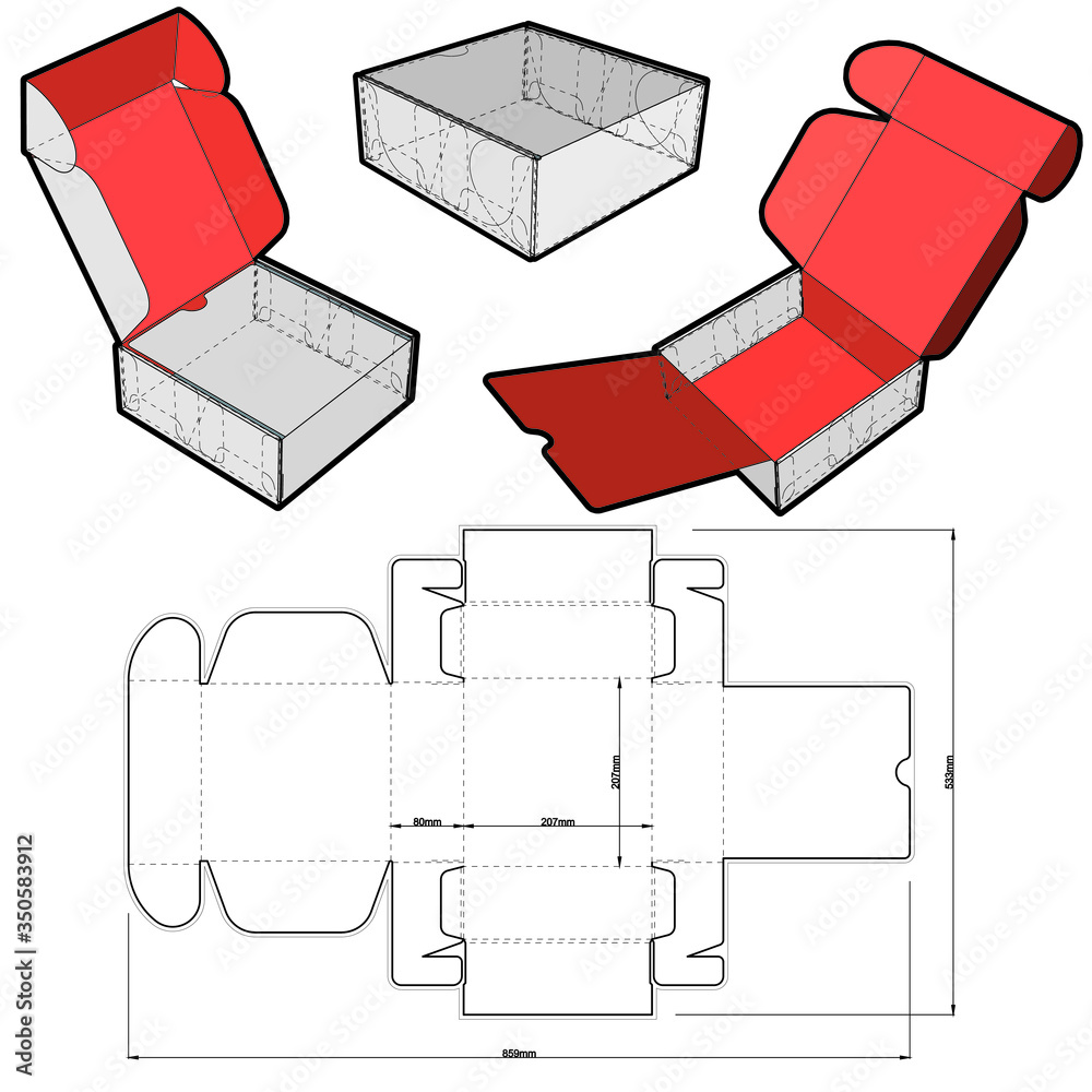 427 flute E Postal Delivery Box and Die-cut Pattern. The .eps file is ...