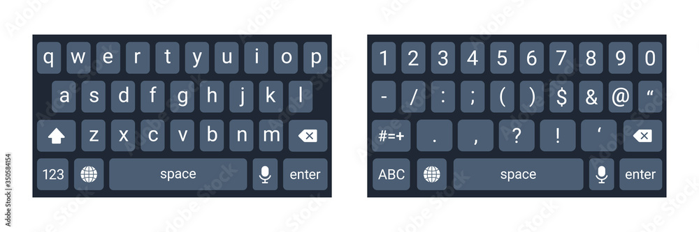 Mobile phone keyboard mockup, qwerty keypad alphabet buttons and ...