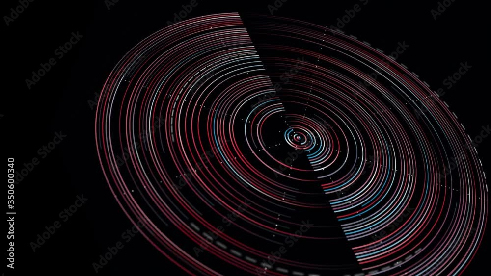 Futuristic neon disk. Animation. Digital disk with circular radius with ...