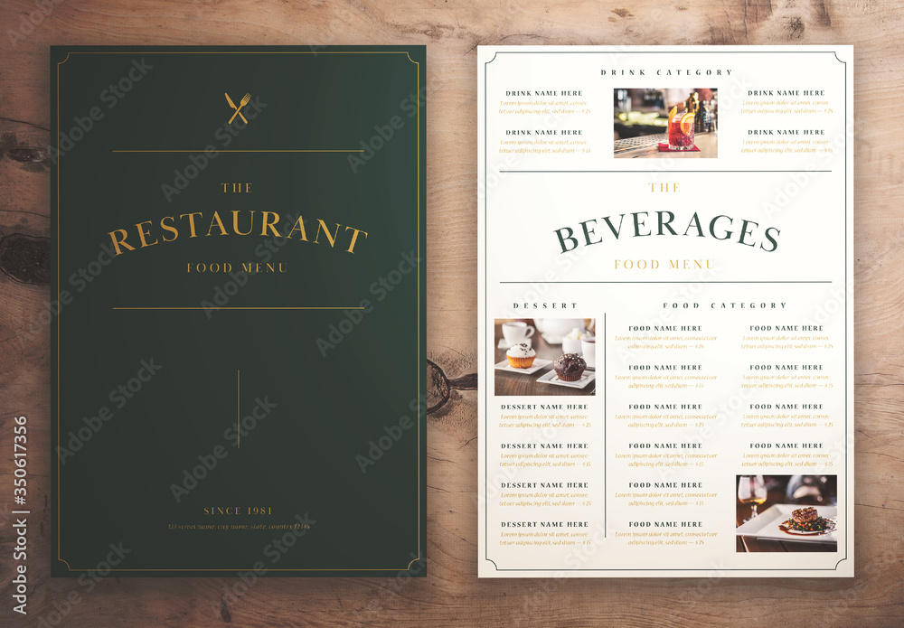 Classic Food Menu Layout Stock Template | Adobe Stock